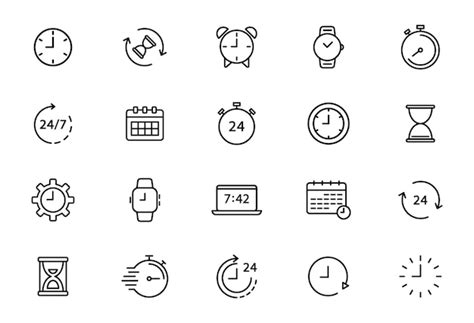 Premium Vector Time And Clock Linear Icons Set