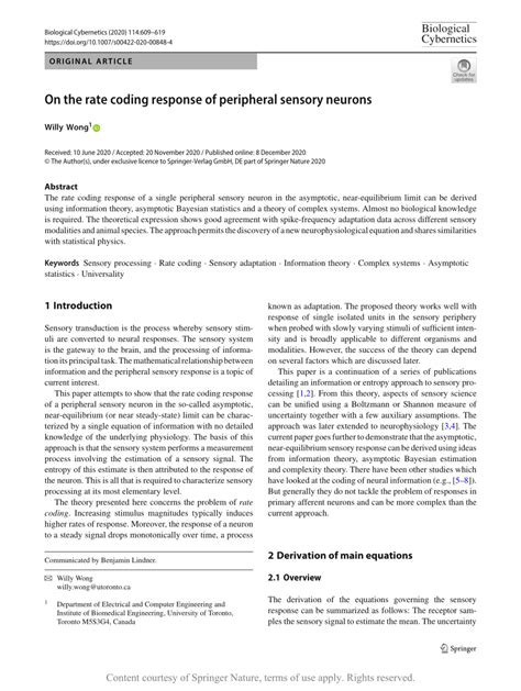 On The Rate Coding Response Of Peripheral Sensory Neurons