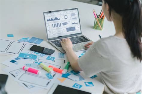 Creative Ux Ui Designers Team Developing Wireframe And Sketching Layout Design Mockup On