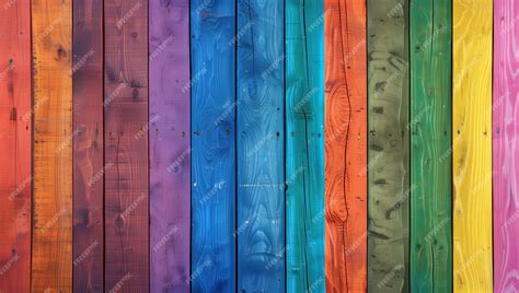 Rainbow Wood Wall Background Colorful Palette With Copy Space For