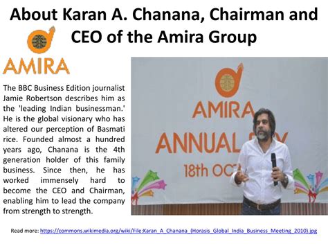 PPT About Karan A Chanana Chairman And CEO Of The Amira Group