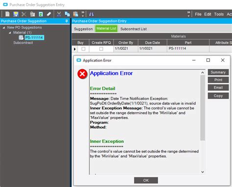 date time notification exception in po suggestions date 1 1 0021