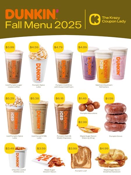 Dunkin Fall Menu — Pumpkin Spice Latte Prices New Drinks And More