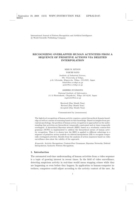 Pdf Recognizing Overlapped Human Activities From A Sequence Of Primitive Actions Via Deleted