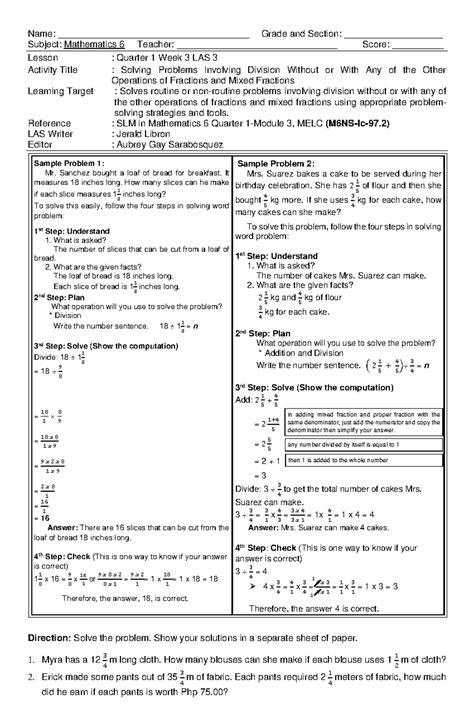 Math6 Q1 Week3 Las3 2023 Name