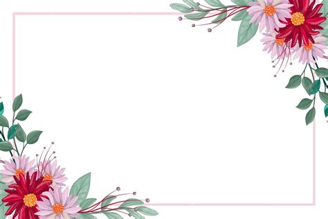 Premium Vector Red Pink Flower Frame Background With White Space