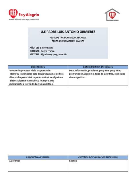 Guía Didactica Basica Algoritmo Y Programacion Pdf Algoritmos