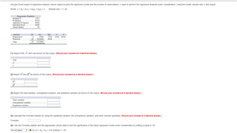 solved we give excel output of regression analysis above