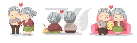 دانلود وکتور تصویر پیرمرد و پیرزن در سه حالت دانلود رایگان فایل لایه