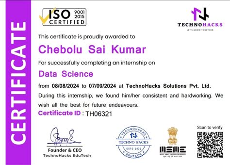 Saikumar Chebolu On Linkedin Datasciencejourney Internshipcomplete