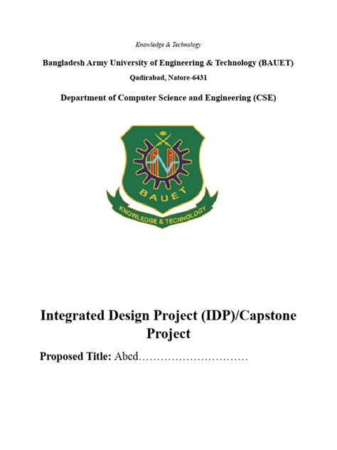 Idp Capstone Project Proposal Format Pdf