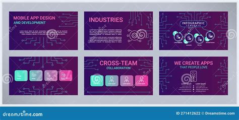 Mobile App Design And Development Presentation Templates Set Stock Vector Illustration Of