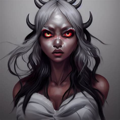 Anime Demon Girl With Black Eyes