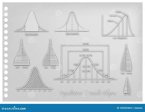 Paper Art Of Standard Deviation Diagrams With Population Pyramid Charts Vector Illustration