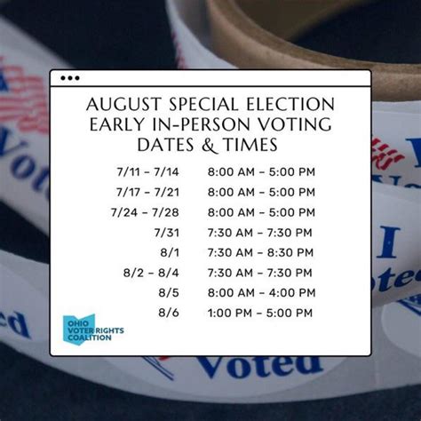 All Early Voting Dateshours For The August 8 Special Election Rohio