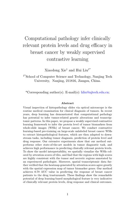 pdf computational pathology infer clinically relevant protein levels