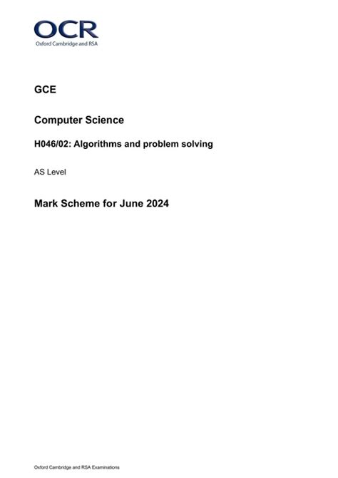 ocr as level computer science paper 1 and 2 june 2024 question papers