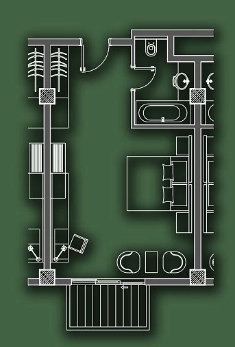 Disegno Di Pianta Architettonica Di Una Camera Dalbergo Standard Con