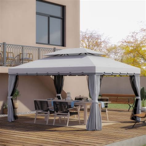 10 X 13 Patio Gazebo Aluminum Mesh Netting 2 Tier Polyester Roof Grey 1 Unit Fred Meyer