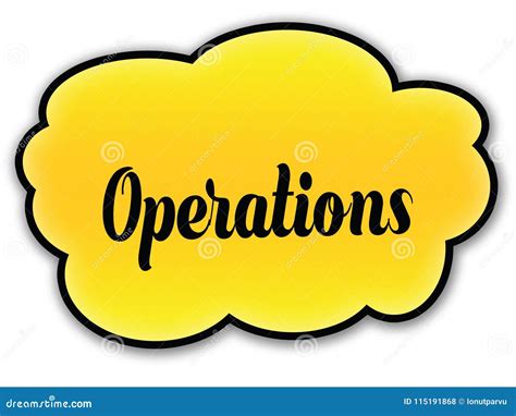 Operations Handwritten On Yellow Cloud With White Background Stock