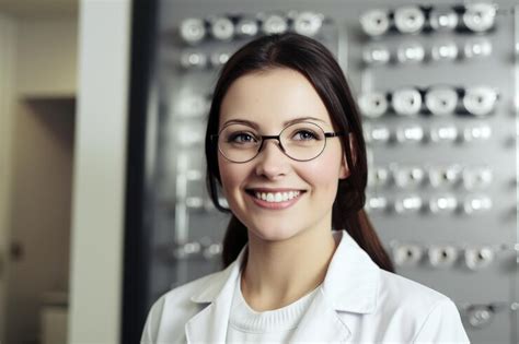 Premium Ai Image Portrait Of A Beautiful Optometrist Holding A Visual