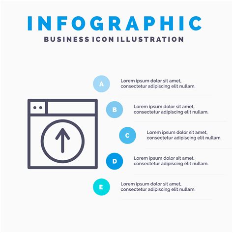 Upload Up Web Design Application Line Icon With 5 Steps Presentation Infographics Background