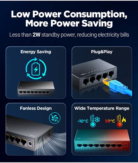 Ampcom Network Switch 5 8 Ports Switch Ethernet 1000mbps Gigabit High Performance Smart Switcher