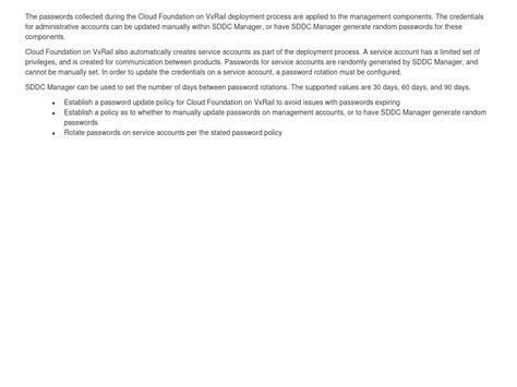 Password Management Planning Guide—vmware Cloud Foundation 51 On