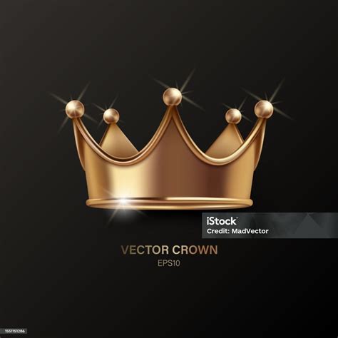 벡터 3d 현실적인 황금 반짝이는 반짝이는 왕관 아이콘 근접 촬영이 격리되었습니다 노란색 금속 크라운 디자인 템플릿입니다 골드 로얄 킹 크라운 제국의 힘의 상징 사치 부와