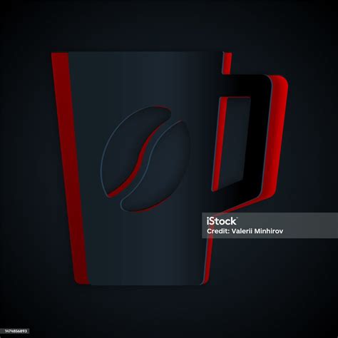 종이 컷 커피 컵 아이콘 검은 배경에 격리 차 컵 뜨거운 음료 커피 종이 아트 스타일 벡터 3차원 형태에 대한 스톡 벡터 아트 및 기타 이미지 Istock