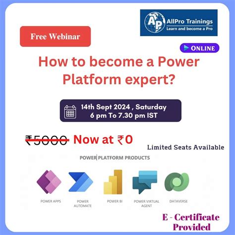 Allpro Trainings On Linkedin Welcome 💐 Join The Free Power Platform Webinar 🌐 📅 Date 14th…