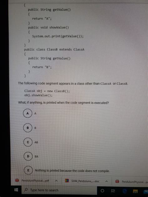 solved question 8 0 consider the following class