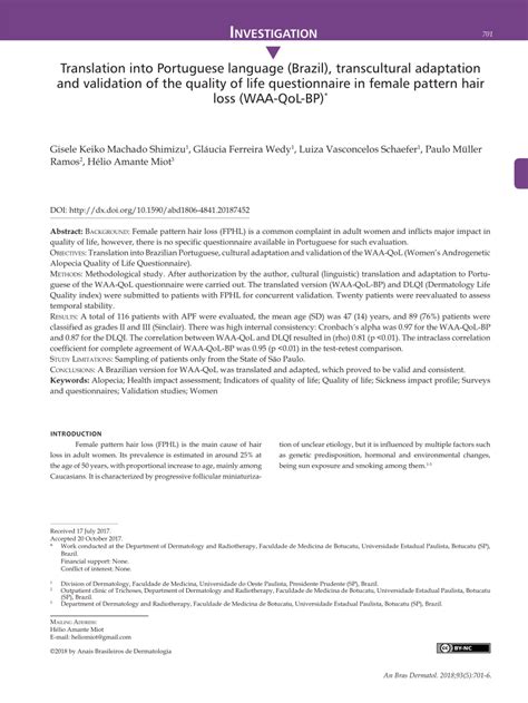 Pdf Translation Into Portuguese Language Brazil Transcultural Adaptation And Validation Of