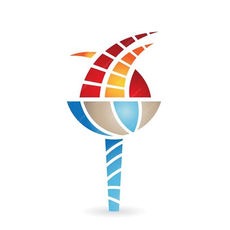 Premium Vector Blue And Brown Ancient Torch With Geometrical Fire Design