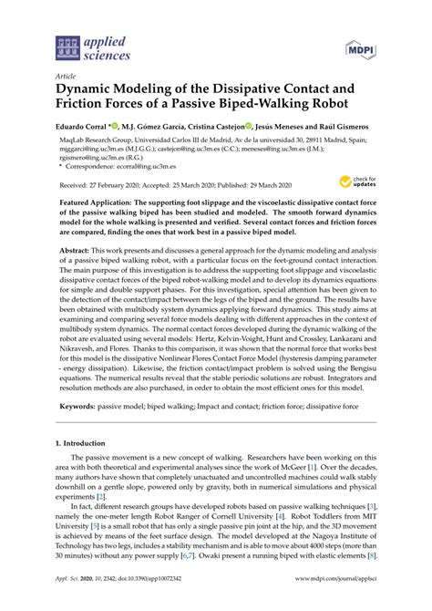 pdf dynamic modeling of the dissipative contact and friction forces