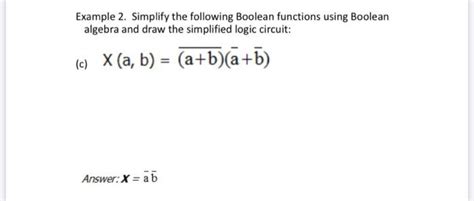 Solved Example Simplify The Following Boolean Functions Chegg