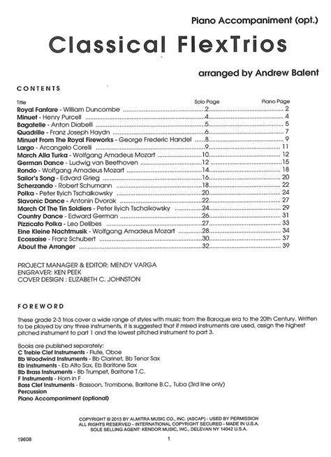 Classical Flextrios Klavírní Doprovod Clarina