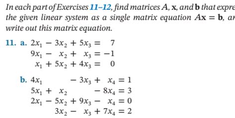 Solved In Each Part Of Exercises Find Matrices A X Chegg