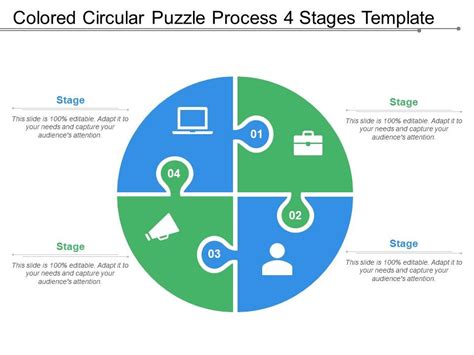 Coloured Circular Puzzle Process 4 Stages Template PowerPoint Templates Backgrounds Template