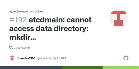 Etcdmain Cannot Access Data Directory Mkdir Bitnami Etcd Data Permission Denied · Issue 192
