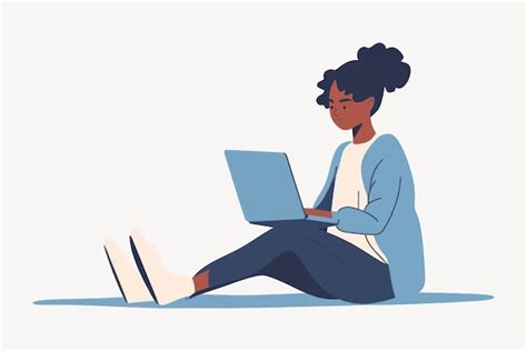 Woman Working Laptop Illustration Premium Ai Generated Vector