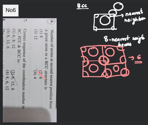 Correct Sequence Of The Coordination Number In Sc Fcc And Bcc Is Filo