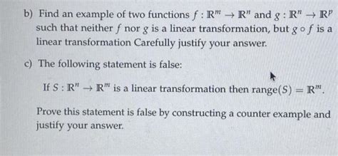 solved b find an example of two functions f rm → rn and g