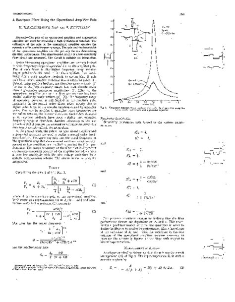 Pdf A Bandpass Filter Using The Operational Amplifier Pole