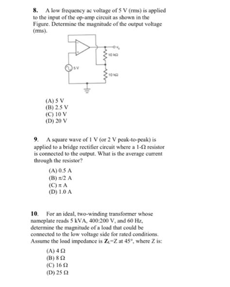 Solved 8 A Low Frequency Ac Voltage Of 5 V Rms Is Applied