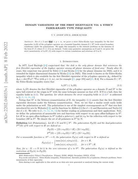 Pdf Domain Variations Of The First Eigenvalue Via A Strict Faber Krahn Type Inequality