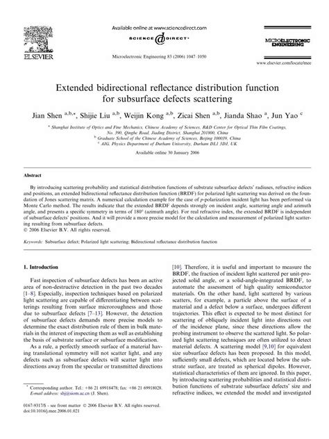 Pdf Extended Bidirectional Reflectance Distribution Function For