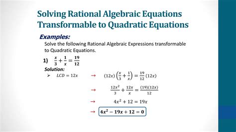 5 Solving Quadratic Equations And Rational Algebraic Equationsssssss Pptx