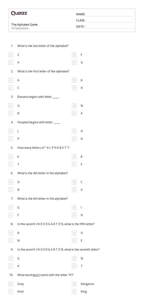 50 Alphabet Charts Worksheets For 7th Class On Quizizz Free And Printable