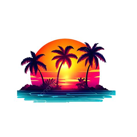 Sunset And Coconut Tree Sunset Colorful Sunset Sunset Illustration